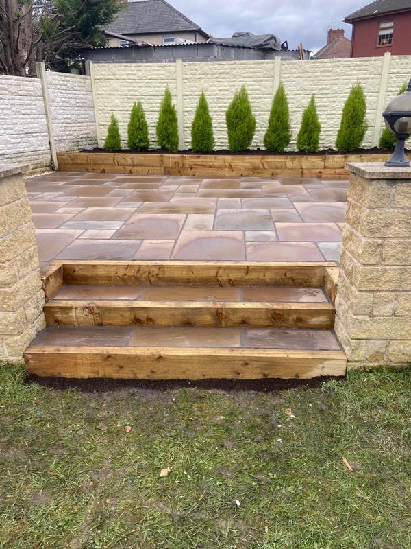 Indian Stone Patio & Sleeper Installation | Castleford Experts